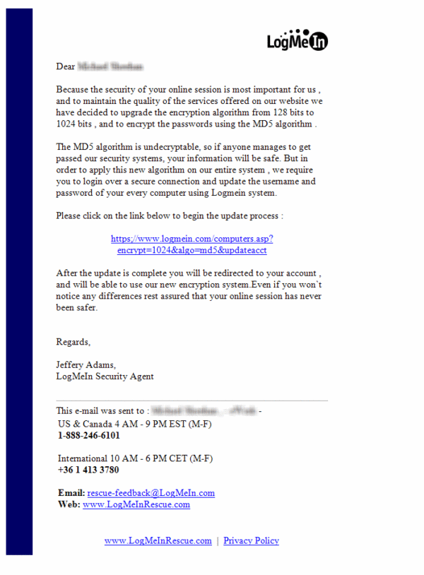 ALERT: LogMeIn Phishing Scam claims New Encryption - HighTechDad™